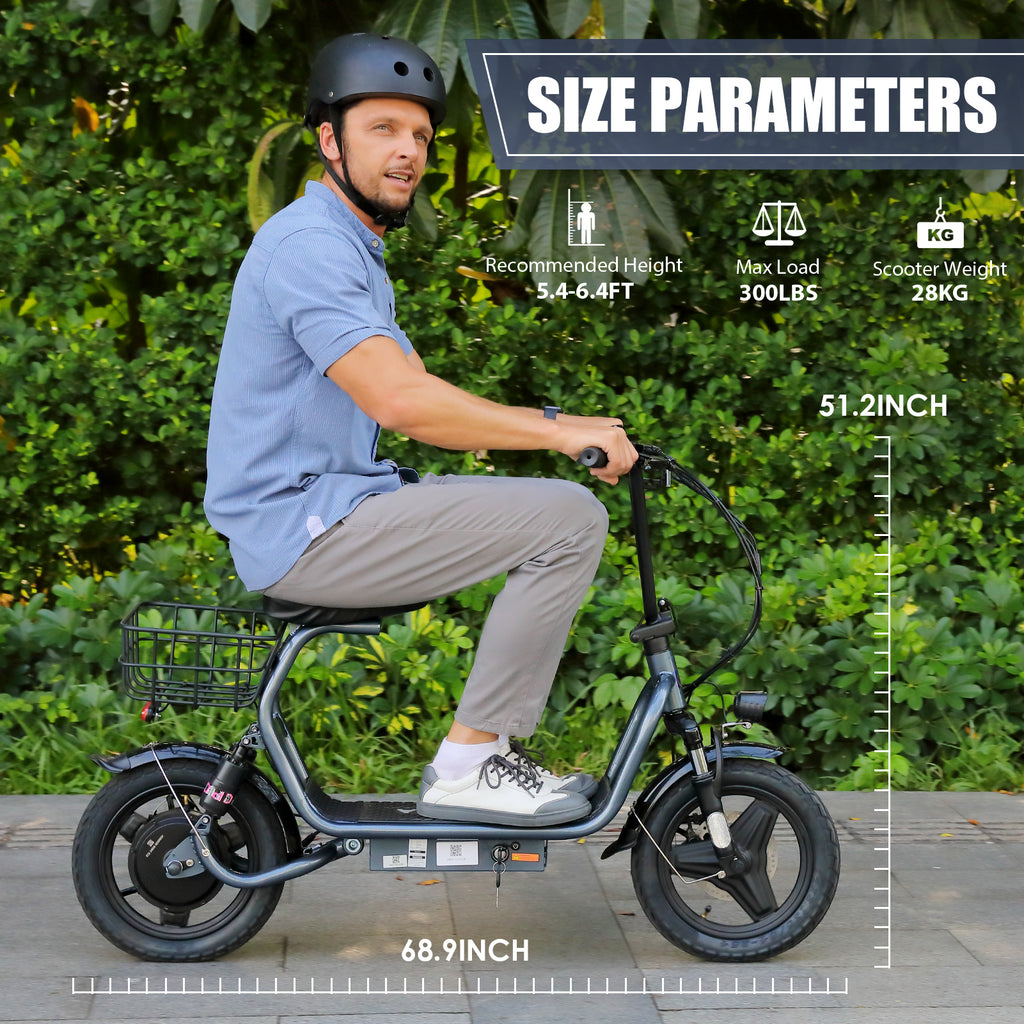 Caroma Peak 819W Electric Scooter for Adults, 14" Tire, 375Wh Battery ...