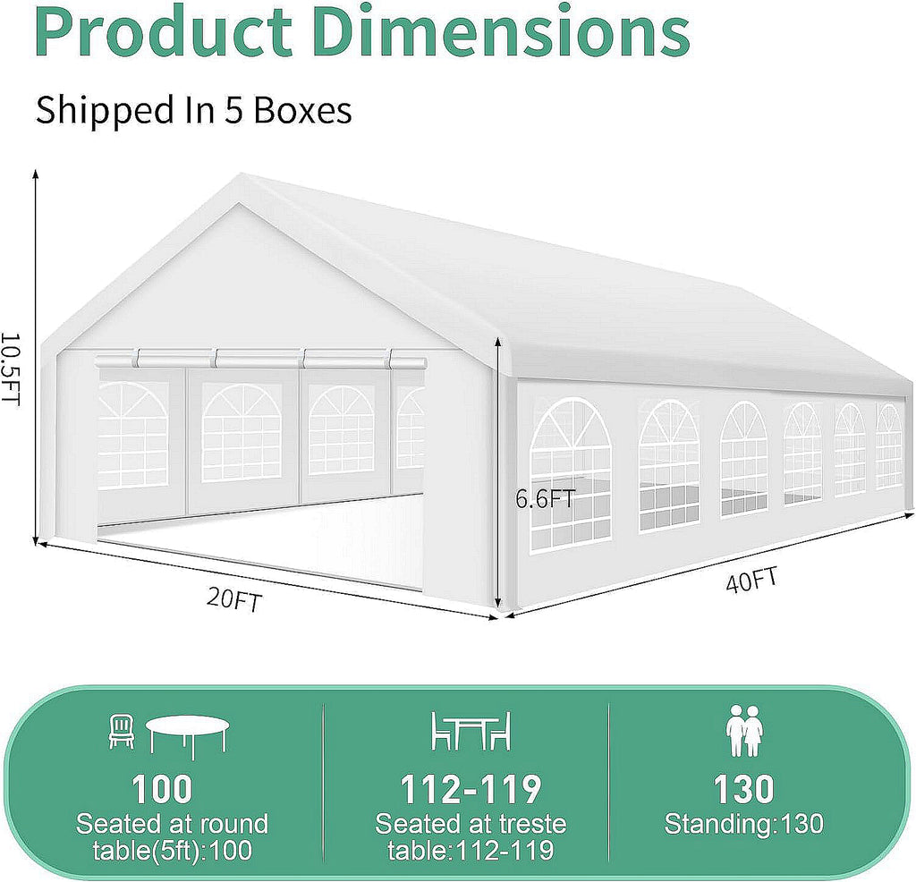 COBIZI Large Party Tent 20x40 Heavy Duty Outdoor Canopy Carport, Upgra ...