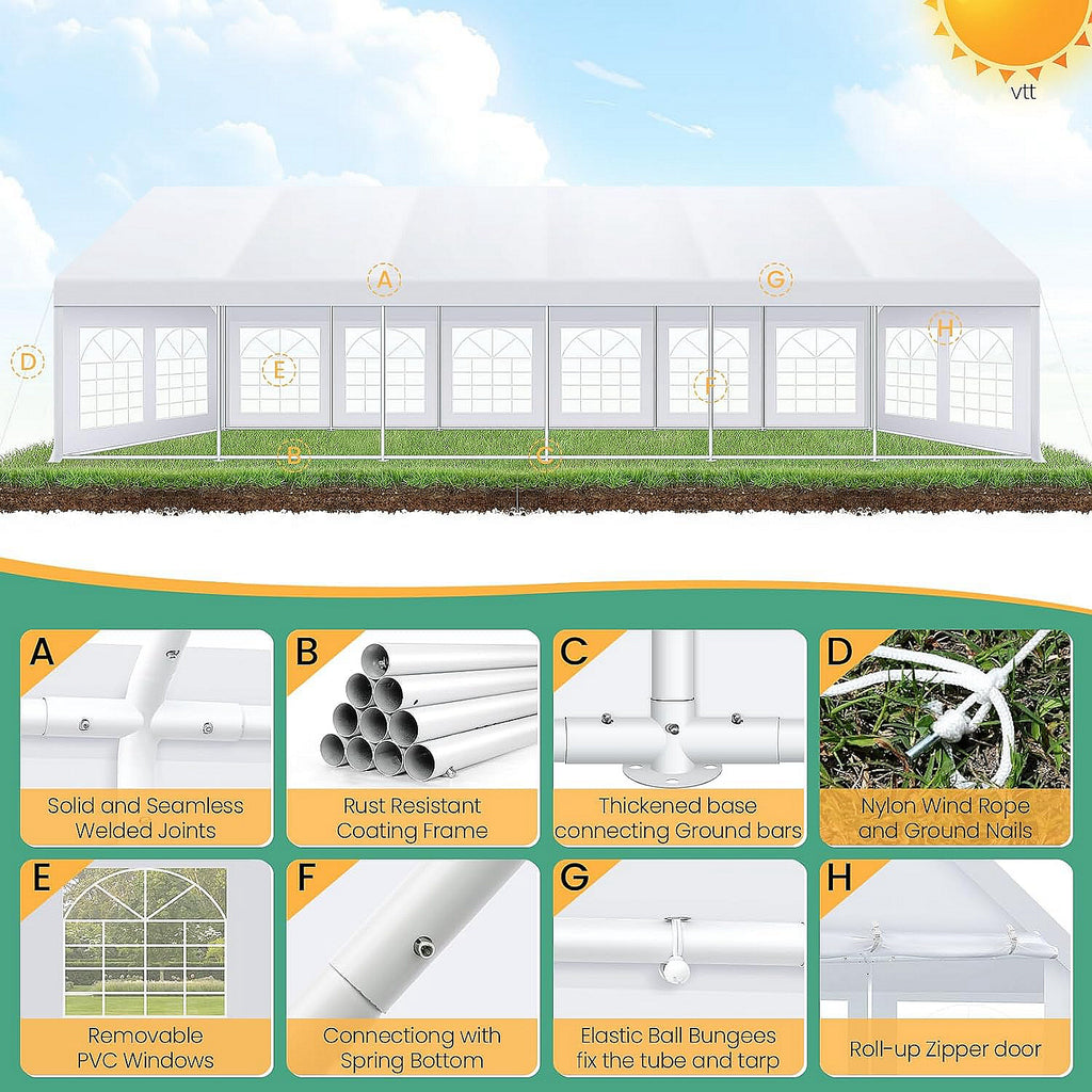 COBIZI 20x40 Heavy Duty Outdoor Canopy Large Party Tent & Carport, Upg ...