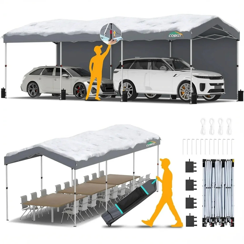 COBIZI 10x30 Pop up Canopy with 1-Button Push Center Lock, Portable Ga